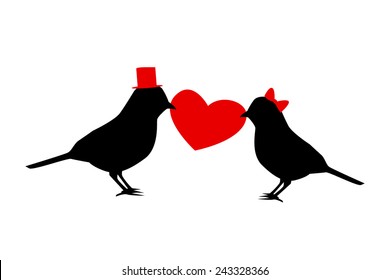 Two Birds Holding Heart Vector Stock Vector (Royalty Free) 243328366 ...