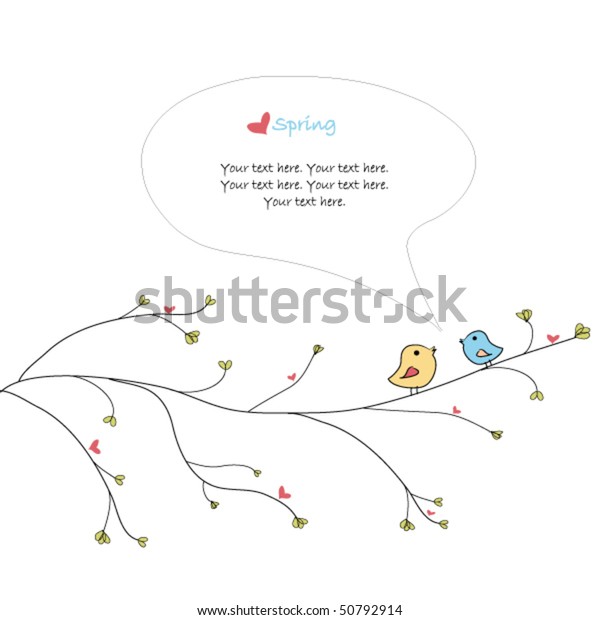 Two Birds Love Talking On Tree Stock Vector (Royalty Free) 50792914 ...