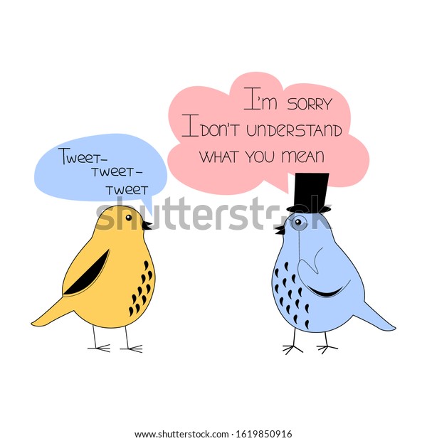 Two Birds Speak Different Languages Cant Stock Vector (Royalty Free ...