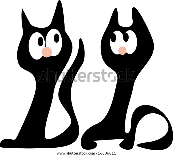 Two Black Cats Stock Vector (Royalty Free) 16806811 | Shutterstock