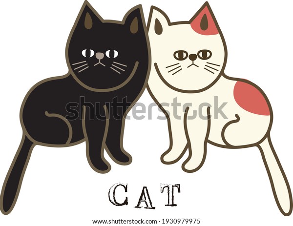 Two Black Cats Two Calico Cats Stock Vector (Royalty Free) 1930979975 ...