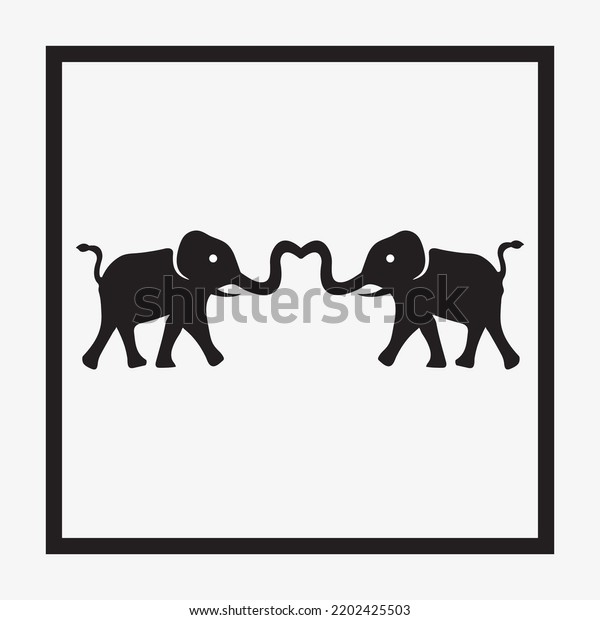 Two Black Elephant Logo Design Stock Vector (Royalty Free) 2202425503 ...