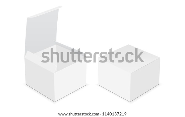 Two Blank Square Boxes Open Closed Stock Vector (Royalty Free) 1140137219