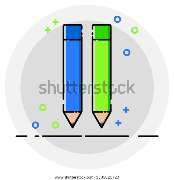 Two Blue Green Color Pencil Mbe Stock Vector (Royalty Free) 1301821723 ...