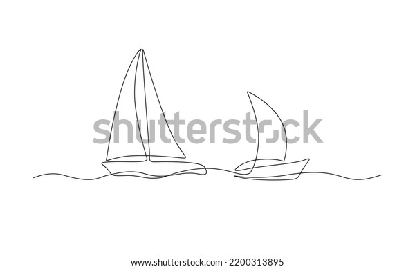 Two Boat One Line Drawing Illustration Stock Vector (Royalty Free ...