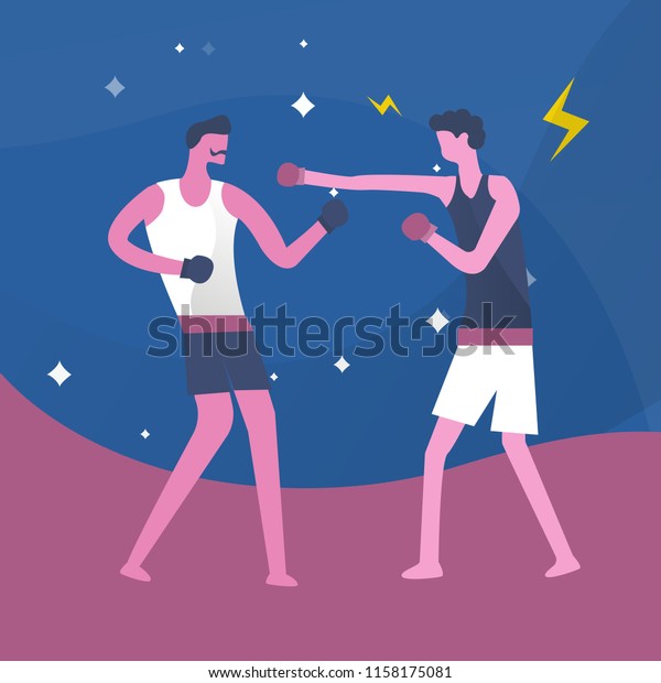 Two Boxers Under Starry Sky Stock Vector (Royalty Free) 1158175081 ...