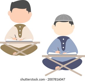Two Boy Characters Who Studying Wearing Stock Vector (Royalty Free ...