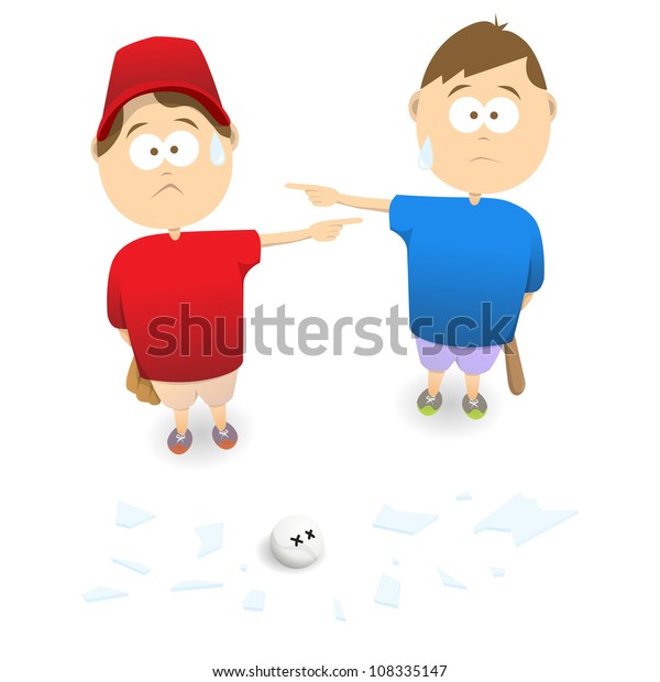 Two Boys Blaming Each Other Smashing Stock Vector (Royalty Free) 108335147