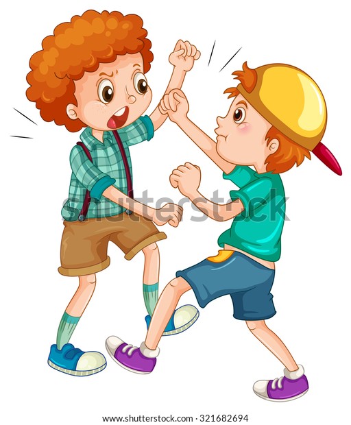 Two Boys Fighting Each Other Illustration Stock Vector (Royalty Free ...