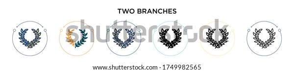 Two Branches Symbol Frame Icon Filled Stock Vector (Royalty Free ...