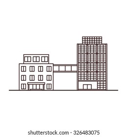Two Buildings Connected By Bridge Modern Stock Vector (Royalty Free ...