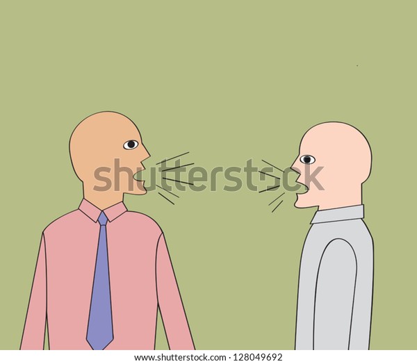 Two Businessmen Attempting Speak Communicate One Stock Vector (Royalty ...