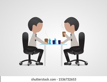 Two Businessmen Drinking Coffee Vector Businessmen: เวกเตอร์สต็อก (ปลอด ...