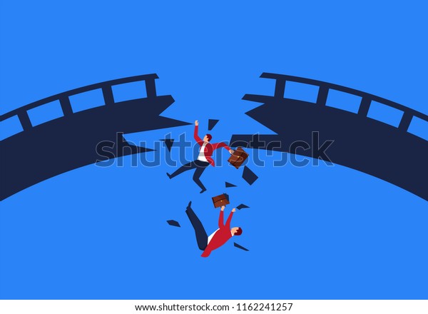 Two Businessmen Fell Broken Bridge Stock Vector (Royalty Free ...