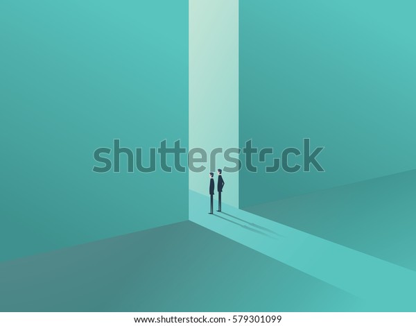 Two Businessmen Standing Gate Symbol Business Stock Vector (Royalty ...