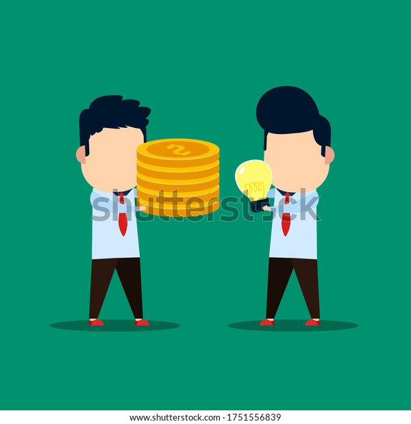 Two Businessmen Work Together Mutual Benefits Stock Vector (Royalty ...