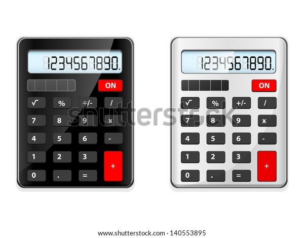 Two Calculators Black Silver On White Stock Vector (Royalty Free) 140553895