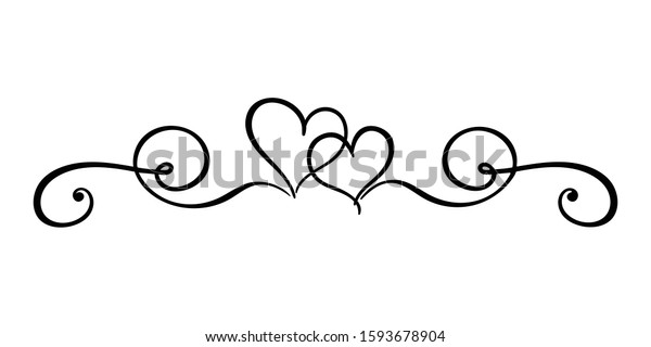 Two Calligraphy Hearts Decor Greeting Card Stock Vector (Royalty Free ...