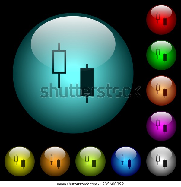 Two Candlesticks Icons Color Illuminated Spherical Stock Vector ...