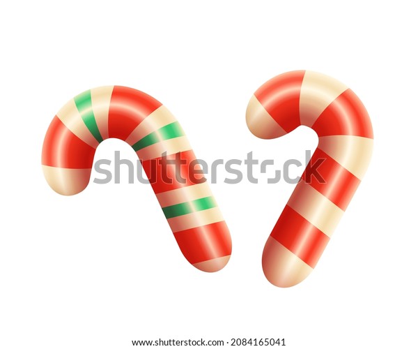 Two Candy Canes 3d Realistic Candy Stock Vector (Royalty Free ...