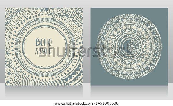 Two Cards Gypsy Style Moon Symbol 스톡 벡터(로열티 프리) 1451305538 | Shutterstock