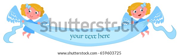 Two Cartoon Blue Angels Wings Holding Stock Vector (Royalty Free ...
