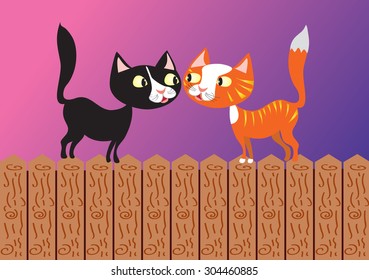 Two Cartoon Cats Confronting Each Other Stock Vector (Royalty Free ...