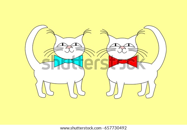 Two Cartoon Cats Vector Illustration Suitable Stock Vector (Royalty ...