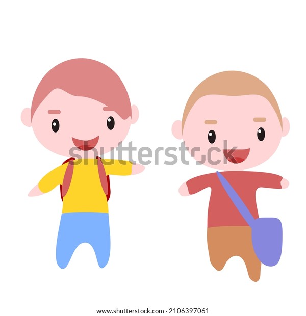 Two Cartoon Children Back School Stock Vector (Royalty Free) 2106397061 ...