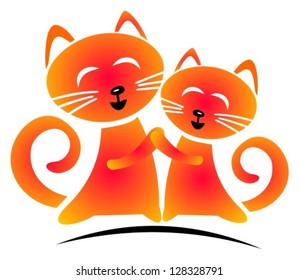 Two Cartoon Happy Cats Isolated On Stock Vector (Royalty Free ...