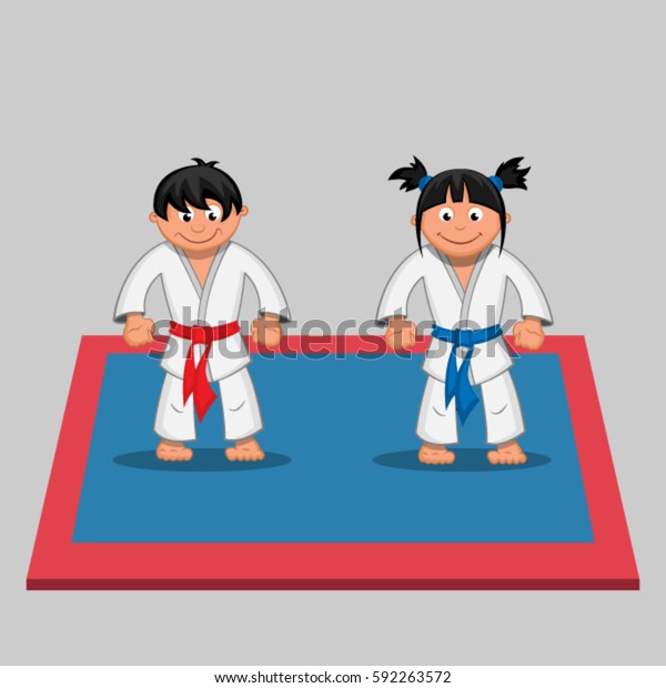 Two Cartoon Martial Arts Fighter Ring Stock Vector (Royalty Free ...