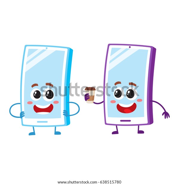 Two Cartoon Mobile Phone Characters One Stock Vector (Royalty Free ...