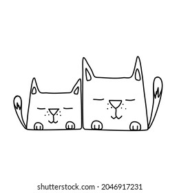 Two Cats Line Art Characters Cute Stock Vector (Royalty Free ...