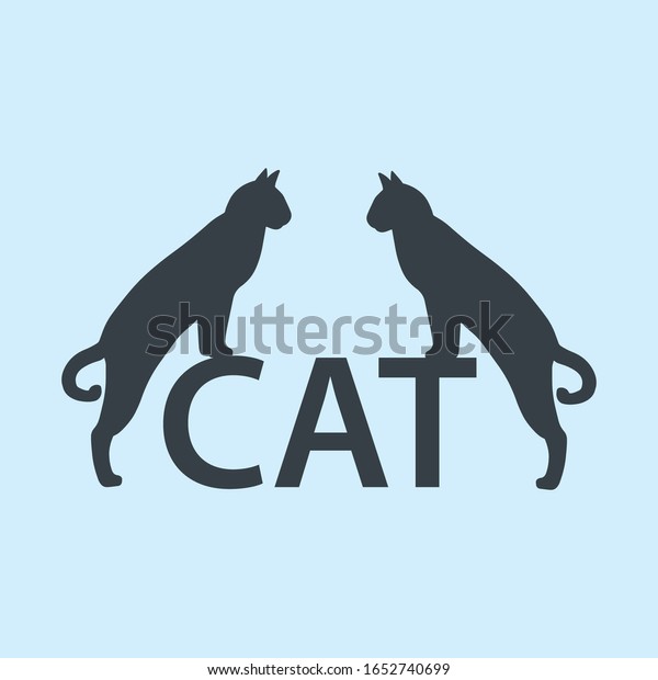 Two Cats Standing On Cat Logo Stock Vector (Royalty Free) 1652740699 ...