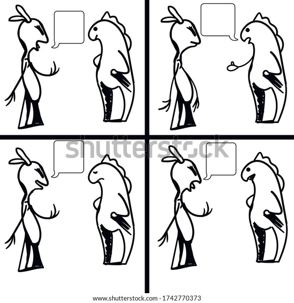 Two Characters Stand Have Conversation Between Stock Vector (Royalty ...