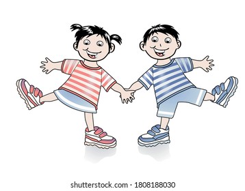 Two Children Happy Vector Illustration Stock Vector (Royalty Free ...