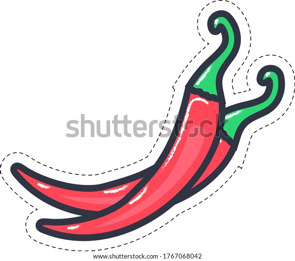 Two Chili Sticker Vector Illustration Stock Vector (Royalty Free ...