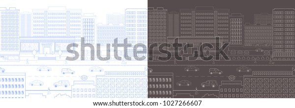 Two Cityscapes Dark Light Colors Minimalistic Stock Vector (Royalty ...