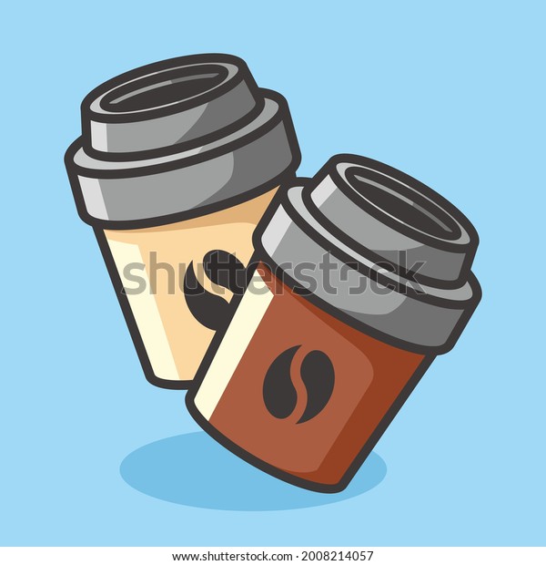 Two Coffee Paper Cup Cartoon Illustration Stock Vector (Royalty Free ...