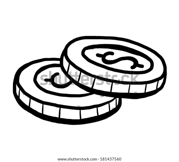 Two Coins Cartoon Vector Illustration Black: เวกเตอร์สต็อก (ปลอดค่า ...