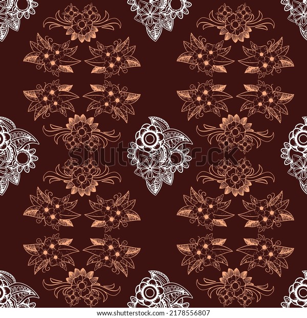 Two Color Vector Floral Pattern Design Stock Vector (Royalty Free ...