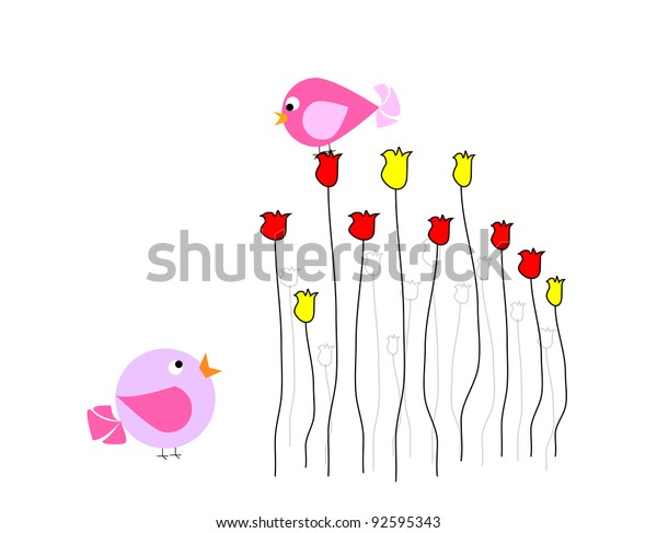 Two Colorful Birds Talking Each Other Stock Vector (Royalty Free ...