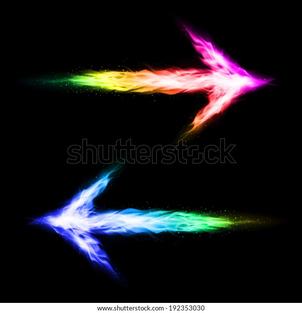Two Colorful Blazing Arrows Pointing Opposite Stock Vector (Royalty ...