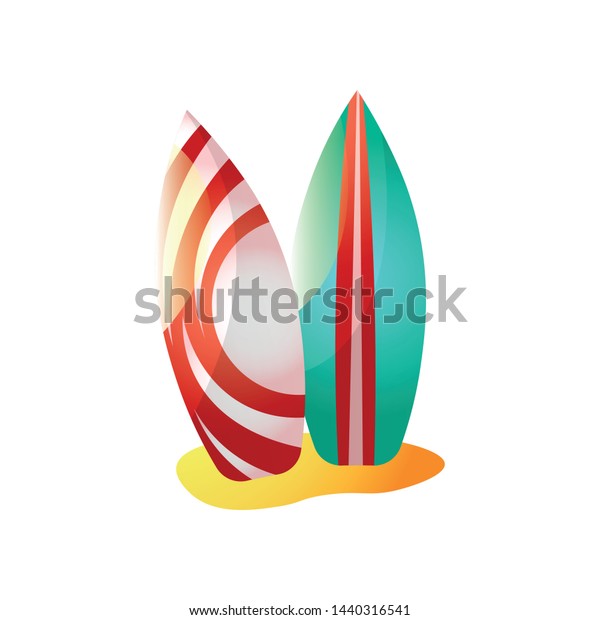 Two Colorful Red Striped Surfboard On Stock Vector (Royalty Free ...