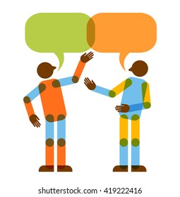 Two Colorful Stick Figures Talking About Stock Vector (Royalty Free ...