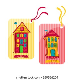 Two Colorful Vector Label Depicting Houses Stock Vector (Royalty Free ...
