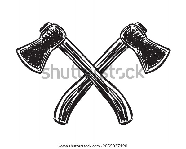 Two Crossed Axe Hand Drawn Illustration Stock Vector (Royalty Free ...