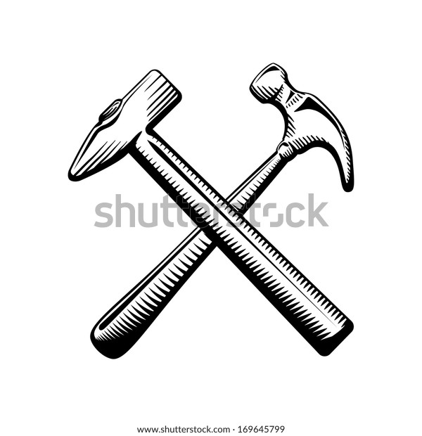 Two Crossed Hammers Symbol Isolated Vector Stock Vector (Royalty Free ...