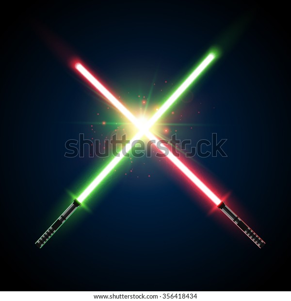 Two Crossed Light Swords Fight Green Stock Vector (Royalty Free) 356418434