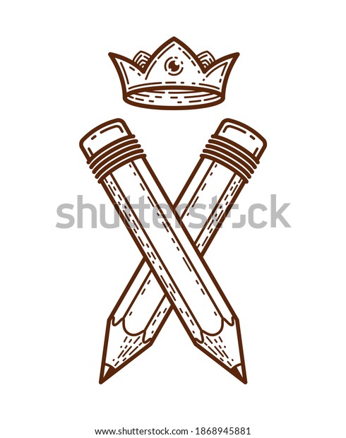 Two Crossed Pencils Vector Simple Trendy Stock Vector (Royalty Free ...